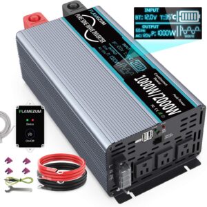 FLAMEZUM Pure Sine Wave Power Inverter 4000Watt 12V DC to AC 110V 120V Peak Power 8000Watt with ...