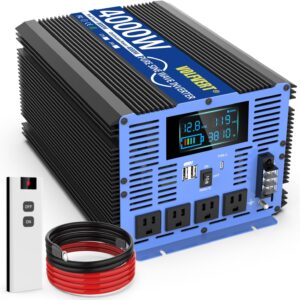 WZRELB 4000W 12V Dc to 120V AC Pure Sine Wave Solar Power Inverter